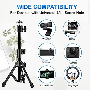 Webcam Tripod Stand Extendable Desktops Tripod for Camera/Phone/Webcam, Desk Tripod Mount Holder Compatible with Logitech Stream Webcam C925e C922x C922 C930e C930 C920 C615 /Camera/iPhone/Ring Light