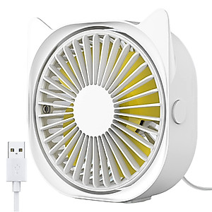 YUNLOVXEE Small Personal USB Desk Fan - 4 Speeds Portable Cute Desktop Table Cooling Mini Fan Powered By USB, Quiet Operation Strong Wind Fan for Room Home Office Outdoor Travel