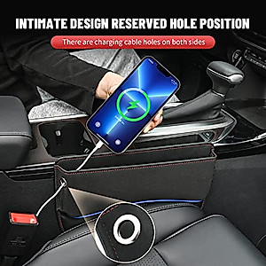 Car Seat Gap Organizer Filler Leather Gap Filler for Car,Universal Car Seat Filler Car Seat Gap Storage Box Console Side Pocket,Adjustable Seat Side Filler for iPhone Android Glasses Key(Black-1 pack)