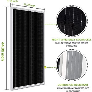 WEIZE 100 Watt 12 Volt Solar Panel, High-Efficiency Monocrystalline PV Module with 10A PWM Charge Controller for Home, Camping, Boat, Caravan, RV, and Other Off-Grid Applications