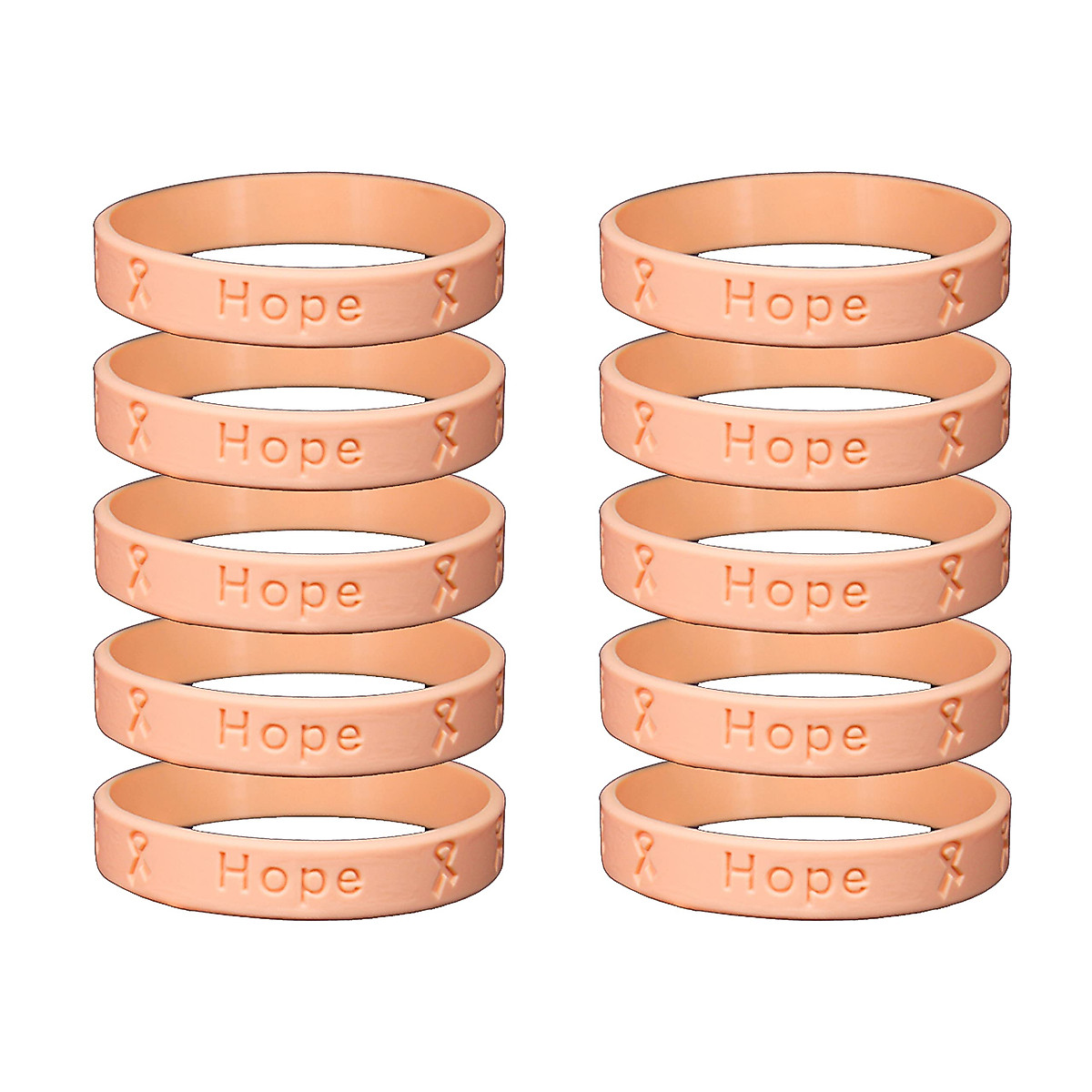 10 Pack Peach Awareness Silicone Bracelets – Peach Rubber Wristbands for Endometrial Cancer & Uterine Cancer Awareness - Perfect for People with Small Wrist