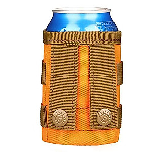 Molle Can Holder Coolie(s) Gifts for Men And Women 10-15 OZ Collapsible Nylon Can Beer Beverage Cooler Cover Insulator Holder Sleeve for Cola Beer Soda （Orange）