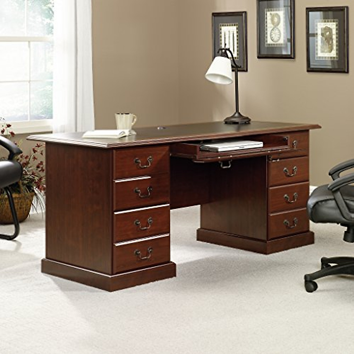 Sauder Heritage Hill Executive Desk, Classic Cherry Finish