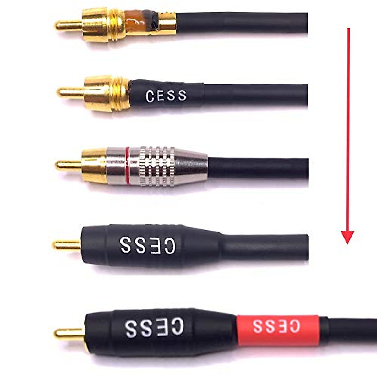 CESS-075-1f Heavy Duty Waterproof Phono RCA Male to Male Patch Cable (1 FT)