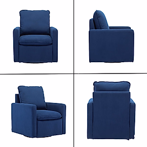 HomSof Swivel Barrel Chair, 360 Degree Modern Lounge Chair, Navy Velvet Accent Armchair for Living Room