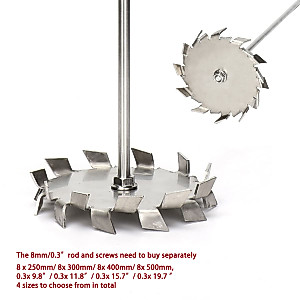 PGFUN 304 Stainless Steel Dispersing Disc 30-500mm/1.2-19.7 inch Dispersion Impeller High Speed Dispersing Machine Blade Paddle Impeller with 8mm Shaft Hole (Dia 30mm/1.2")