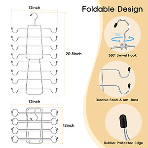 TomCare 2 Pack Tank Top Hanger and 2 Pack Leggings Organizers Space Saving Sport Bras Organizer Metal Yoga Pants Hangers with 20 Clips Hanging Closet Organizers and Storage for Hat Camisoles Shorts