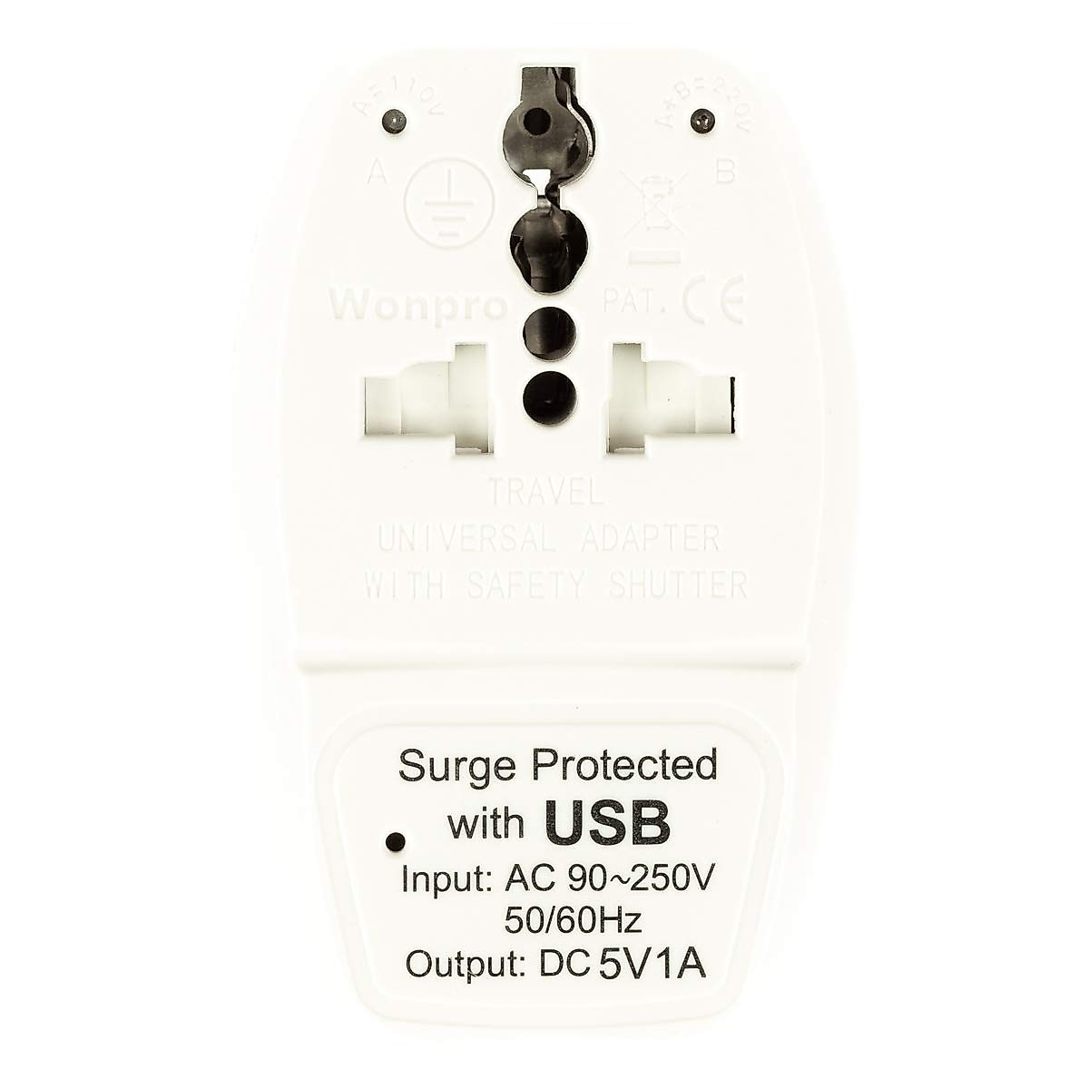 OREI 3 in 1 Italy Travel Adapter Plug with USB and Surge Protection - Grounded Type L - Italy & More - CE Certified - RoHS Compliant WPU-L-GN