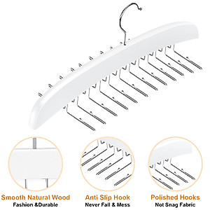 Tank Top Hanger with Premium Wood, 24 Large Capacity, Space Saving,360 Degree Rotating, Foldable Metal Hooks, Tank Tops