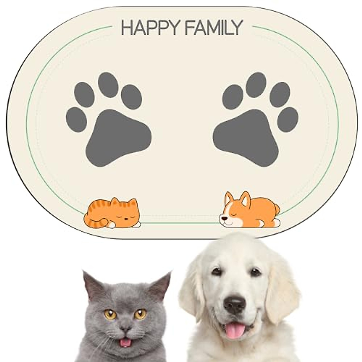 QDAN Waterproof Dog Food Mat-Absorbent Mat for Dog and Cat Bowls, 19"x12"Dog Mat for Food and Water, Pet Mats for Floor Waterproof - Dog Water Bowl Mat for Messy Drinkers