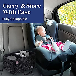 The Blissful Bump Diaper Caddy Organizer, Storage Basket, Caddy organizer with Handle, Baby Organizer for Nursery -Modern Diaper Basket for Boy, Girl, Charcoal Gray Leopard Print