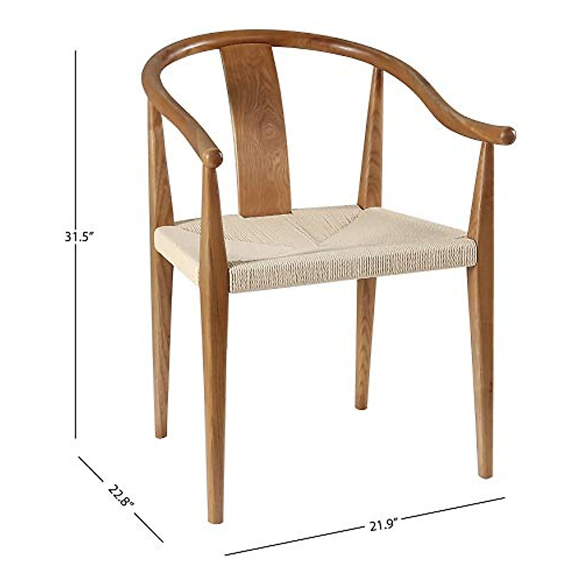 Amazon Brand – Stone & Beam Wishbone Dining Chair with Arms, 21.9"W, Ash Wood, Natural Finish