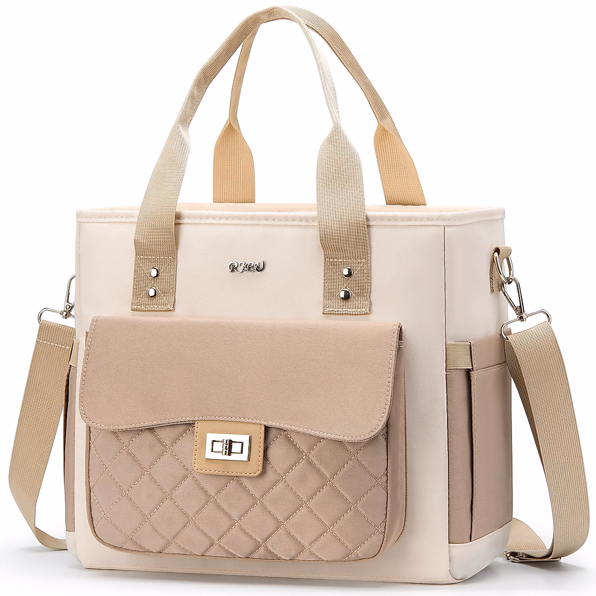 Women Lunch Box for Work,Large Insulated Lunch Bag Leakproof Lunch Tote Bag Cooler for Adults,Loncheras para Mujer,Khaki Beige