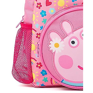Peppa Pig Kids 4 Piece Backpack Set | Girls Boys Animated George Pig Hearts Pink Rucksack Lunch Bag Pencil Case Water Bottle | Back to School Bag Gifts