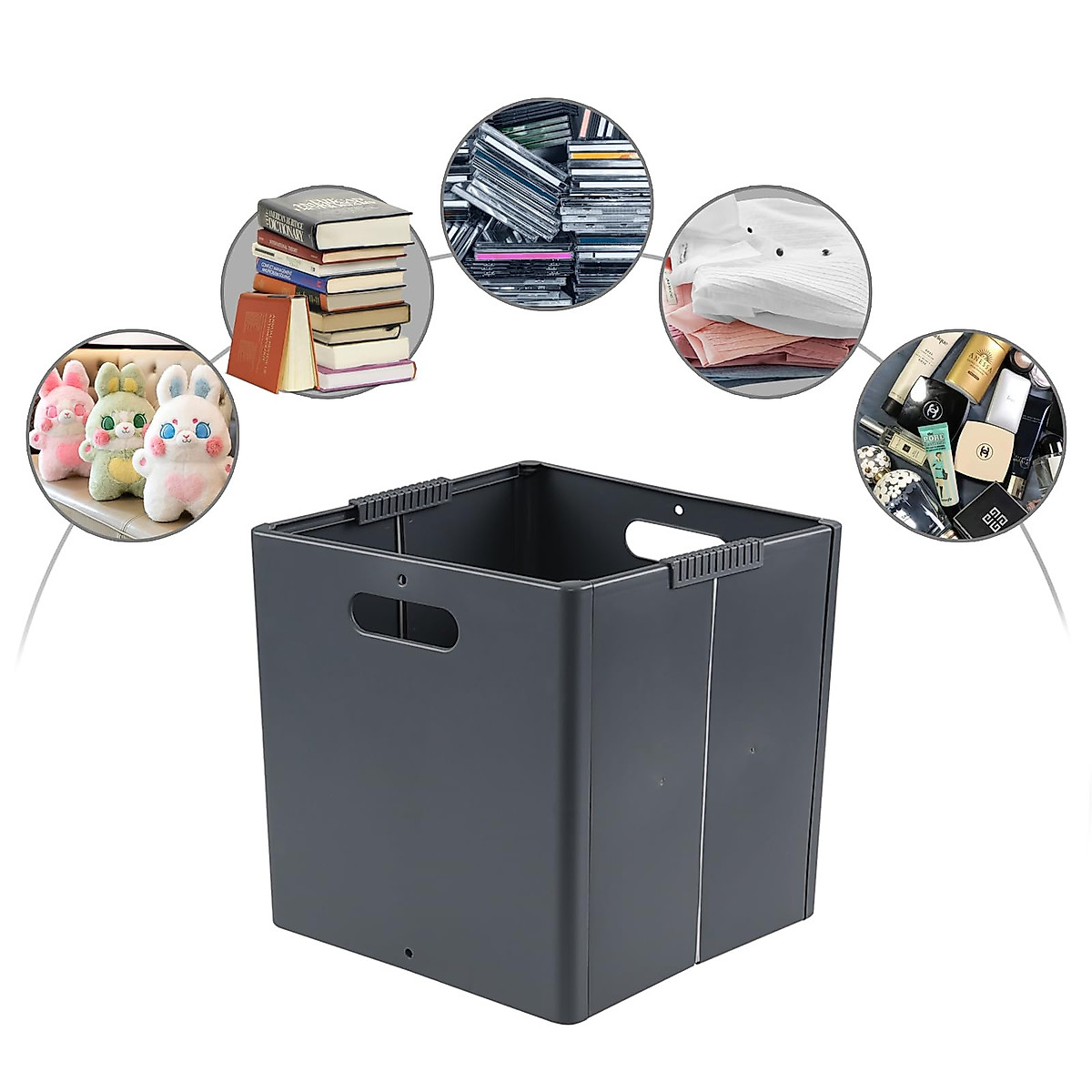 Afromy Foldable Storage Cubes, Plastic Collapsible Cube Baskets, 4 Packs