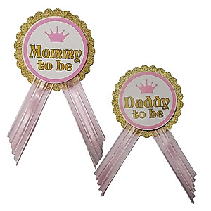 Daddy to Be Pin Princess Mommy to Be Baby Shower dad to wear at Baby Shower, Pink & Gold, It's a Girl, Baby Sprinkle