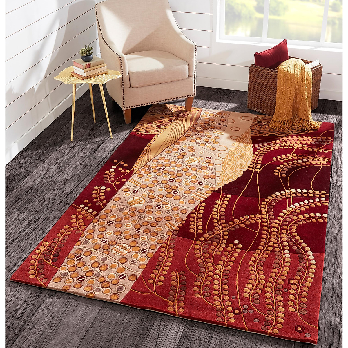 Momeni Rugs New Wave Collection, 100% Wool Hand Carved & Tufted Contemporary Area Rug, 5'9" Round, Black