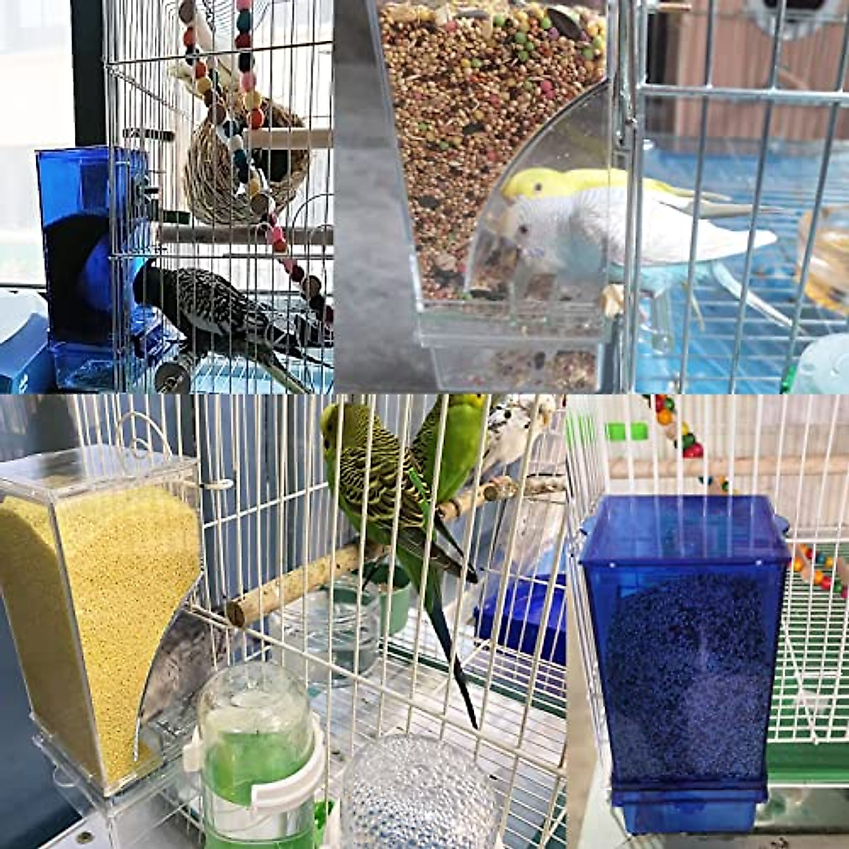 Parrot Automatic Feeder No Mess Bird Feeder Food Container Feeding Station Foraging Cage Accessories Acrylic Suitable for Parrot Cockatoo Canary Love Bird (Transparent)
