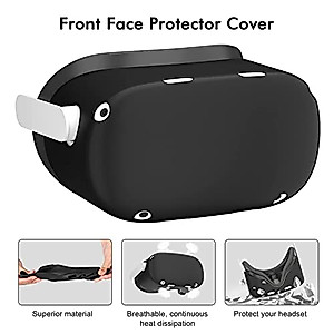 Controller Grips Cover for Oculus Quest 2, Anti-Leakage Silicone Face Cover for Oculus Quest 2, with Lens Protective Cover and VR Shell, Accessories Set 4-in-1 for Oculus Quest 2 (for Quest 2, Black)