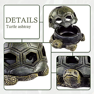 LESES Ashtray for Cigarettes Outdoor Ashtrays with Lid Cute Turtle Ash Tray for Home Office Garden Porch Decor Gift for Dad Father