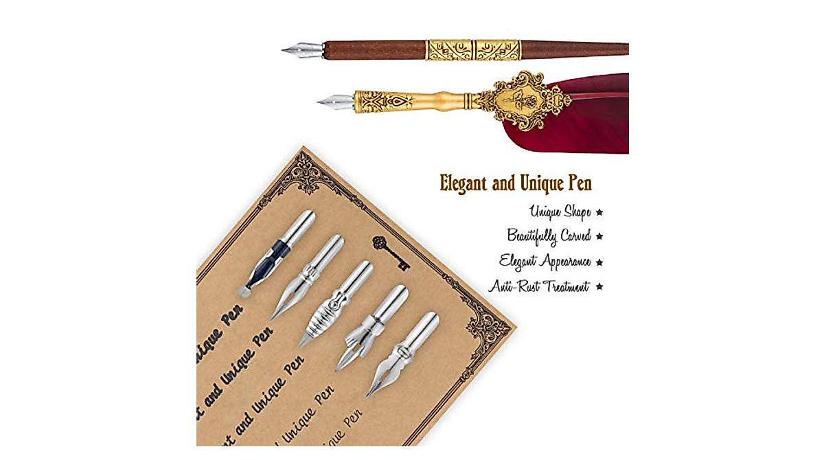 Hethrone Feather Pen Set - Perfect for Calligraphy