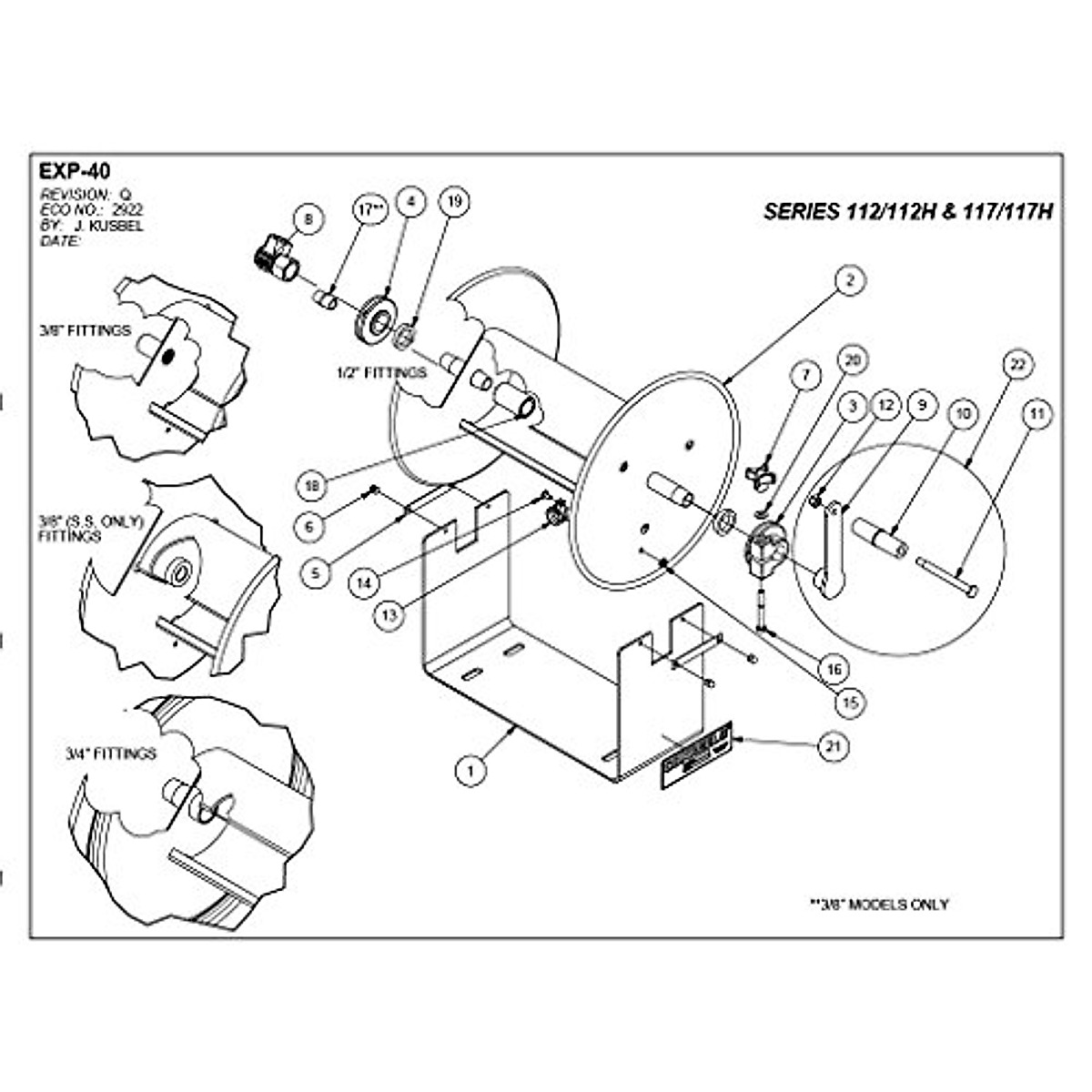 Coxreels 112-3-100 Hand Crank Hose Reel | Spool for Coiling Hoses and Cables | Rotating Storage Reel with Hand Crank | Steel Hose Reel | Fits 3/8'' x 100' Hose | 12” x 18.25” x 13”