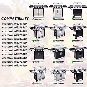 YIHAM KZ924 Grill Replacement Parts for Charbroil Performance 5 Burner 463347518 463347519 463275517 463243518 463243519 463373019, 6 Burner 463244819 Heat Shield+Burner Tube+Carry Over+Igniter Wire