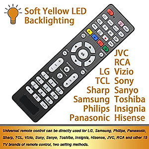 2 PCS Universal TV Remote Control Compatible with LG, Samsung, Philips, Panasonic, Sharp TCL, Vizio, Sony, Sanyo, Toshiba, Insignia, Hisense, JVC, RCA Brands LCD LED 3D HDTV TV Remote Control