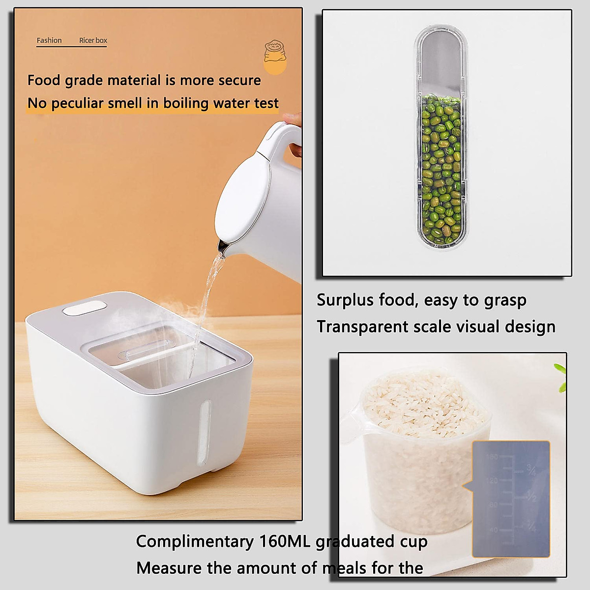 Rice Container, 22lbs Rice Storage Container, Slide Lid Rice Container, Cereal and Pantry Storage containers, Storage containers for a Pantry, Dry Food Storage containers