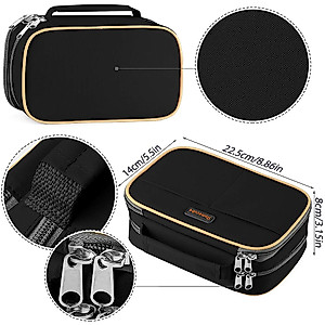 Homecube Pencil Case Large Capacity Storage Pen Bag Makeup Pouch Durable Students Stationery Case Two Layers with Dual Zippers- 8.86x5.5x3.15"- Green