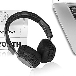 Geekria 2 Pairs Flex Fabric Headphones Ear Covers, Washable & Stretchable Sanitary Earcup Protectors for On-Ear Headset Ear Pads, Sweat Cover for Warm & Comfort (S/Black)