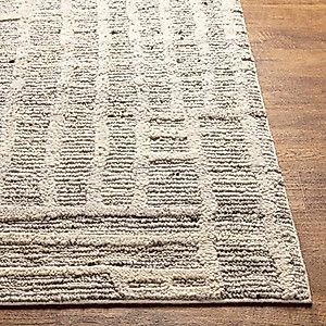 Hauteloom Chapais Wool Living Room, Bedroom Area Rug - Bohemian, Transitional - Gray, LightSlate, Charcoal - 8' x 10'