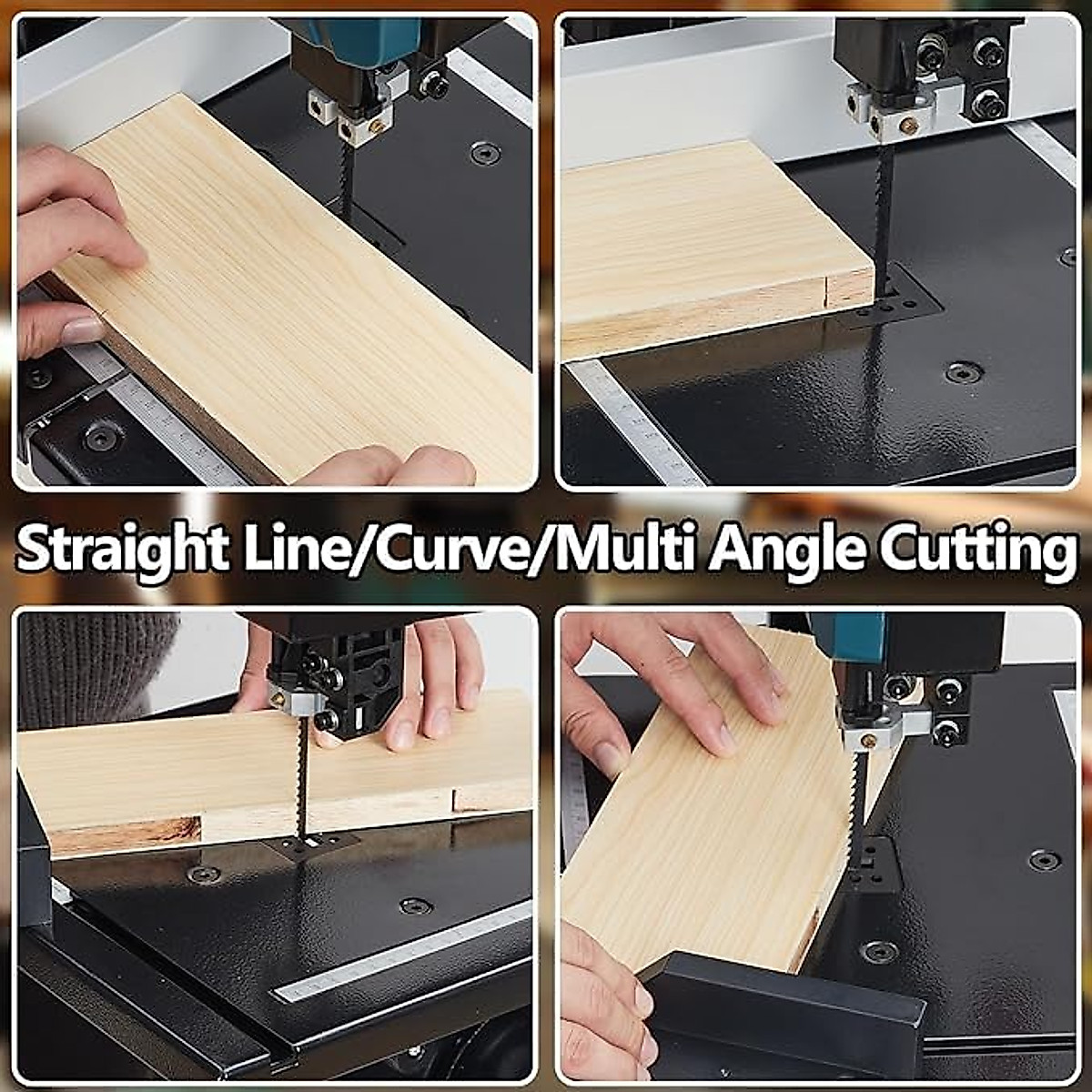 PioneerWorks 3-Amp & 8-Inch Bandsaw, 1800FPM Benchtop Bandsaw with Removable Safty Key, 0-45 Tilting Range, Saw For Cutting Wood with Fence and Miter Gauge, Band Saws for Woodworking
