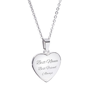 Personalized Silver Heart Necklace Pendant Custom Engraved Free