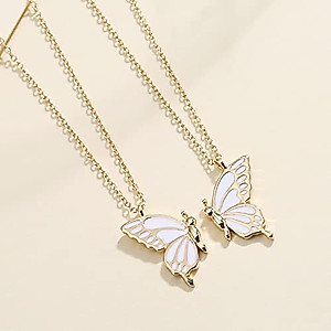 Friendship Necklace 2 Best Friend Friendship Gifts for Women Friends, Butterfly Matching Bestie BFF Necklace Gifts for Girls Women Friends Female Long Distance Birthday Christmas Valentines Day Gifts (Gold)