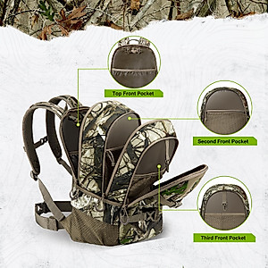 TIDEWE Hunting Backpack with Waterproof Rain Cover, 25L Hunting Pack, Durable Hunting Day Pack for Bow Rifle Gun (Next Camo G2)