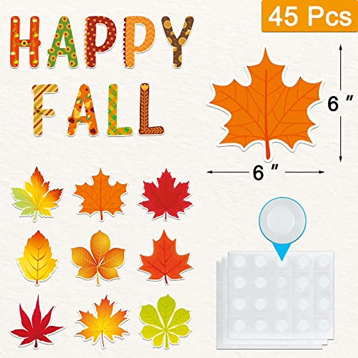 45 Pcs Happy Fall Autumn Leaves Cut Outs for Fall Thanksgiving Classroom Bulletin Board Decoration