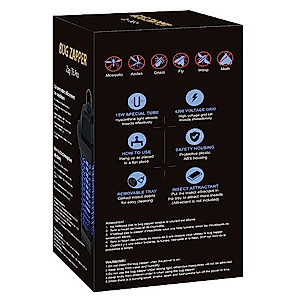 GOOTOP Bug Zapper Outdoor Electric, Mosquito Zapper, Fly Traps, Fly Zapper, Mosquito Killer, 3 Prong Plug, 90-130V, ABS Plastic Outer (Black)