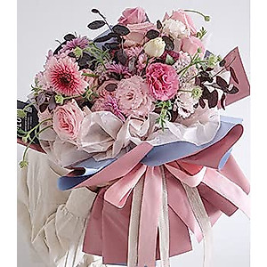 Rikyo 24 Counts Waterproof Fresh Flowers Wrapping Paper,Double-Sided Packaging Florist Bouquet Paper,Valentine's Day Flower Bouquets Wrapping Paper 12 Colors 22.8 x 22.8