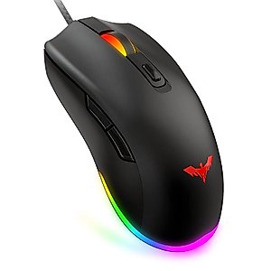 havit RGB Gaming Mouse Wired PC Gaming Mice with 7 Color Backlight, 6 Buttons, Up to 6400 D P I Computer USB Mouses for Desktop Laptop Gamer & Work