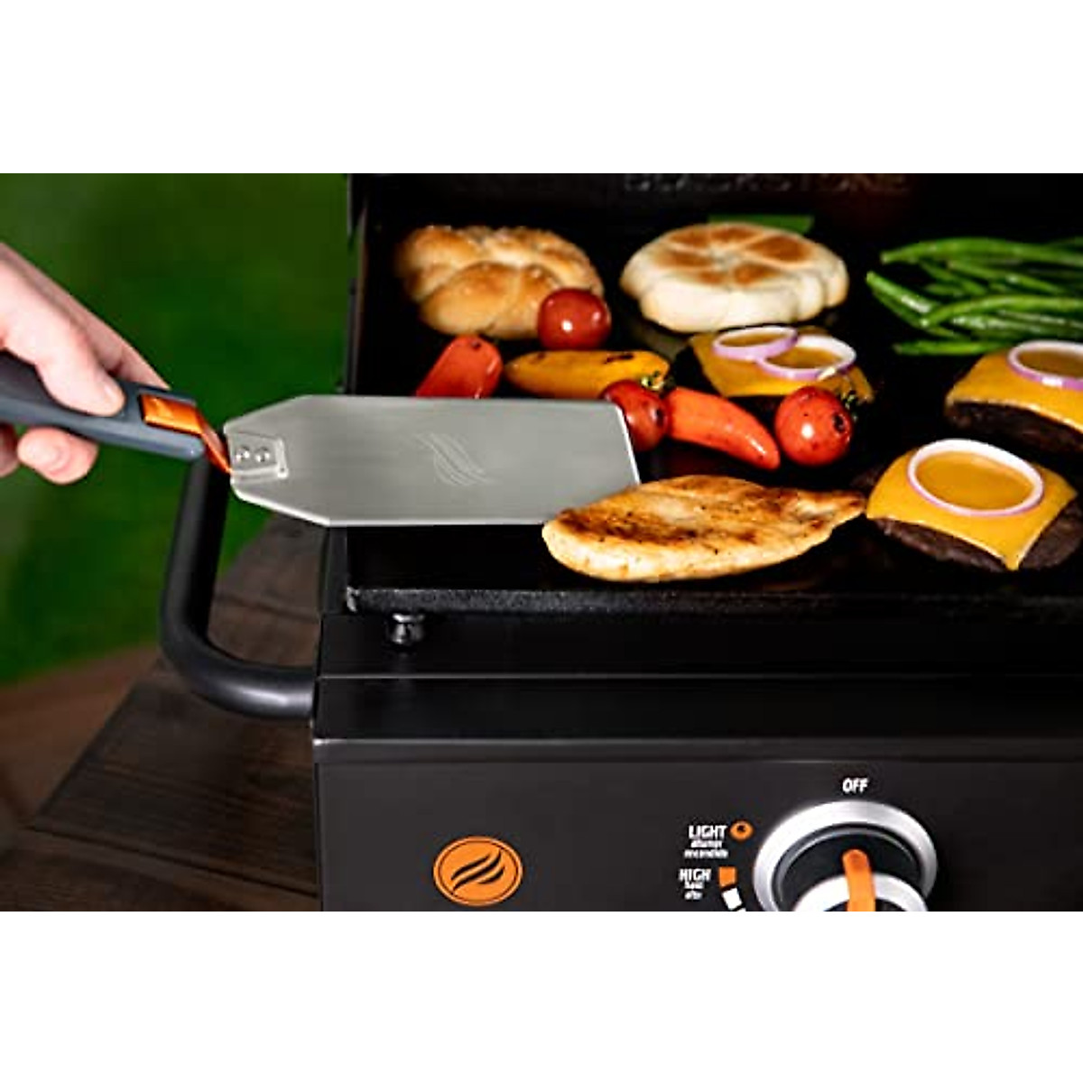 Blackstone 5275 Foldable 3 Piece Set Two Griddle Spatula Flipper and One Scraper-Flex Fold Model Stainless Steel-Easy to Carry and Clean, Perfect Grill Cooking Accessories, Black