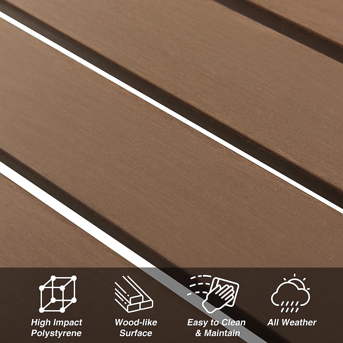 EFURDEN Adirondack Chair with Retractable Ottoman, Folding Adirondack Chair with Footrest, All Weather Poly Lumber Fire Pit Chair with Ottoman, All Weather Chair for Outdoor Brown