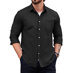 COOFANDY Men's Denim Button Up Shirt Business Casual Shirts Western Shirts for Men Cowboy