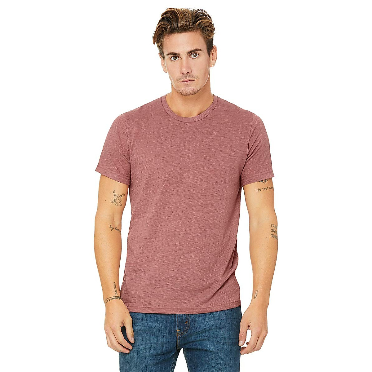 Bella + Canvas Unisex Poly-Cotton Short-Sleeve T-Shirt XL MAUVE SLUB