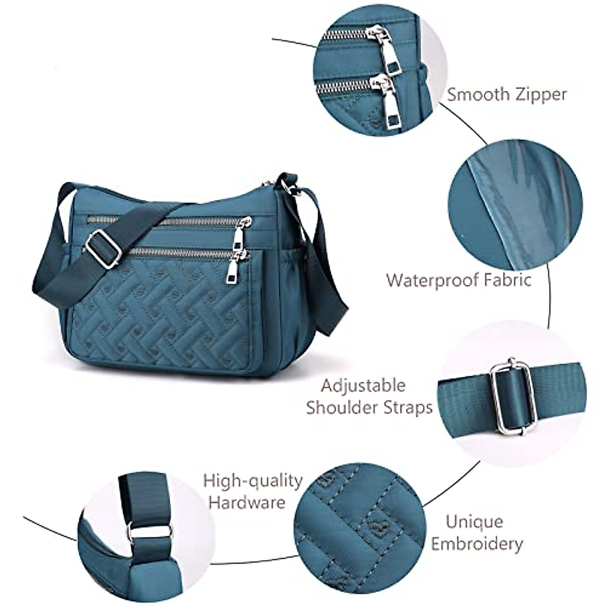 Karresly Crossbody Purse for Women Multi Pocket Cross Tote Small Travel Shoulder Bag Casual Messenger Bag(Dark Blue)
