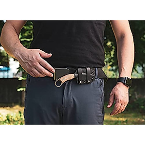 LionSTEEL H2 Karambit Style Fixed Blade EDC Hunting Hiking and Outdoor Knife, G10 and Micarta Handles, M390 Super Steel, Leather Sheath Included, Black G10