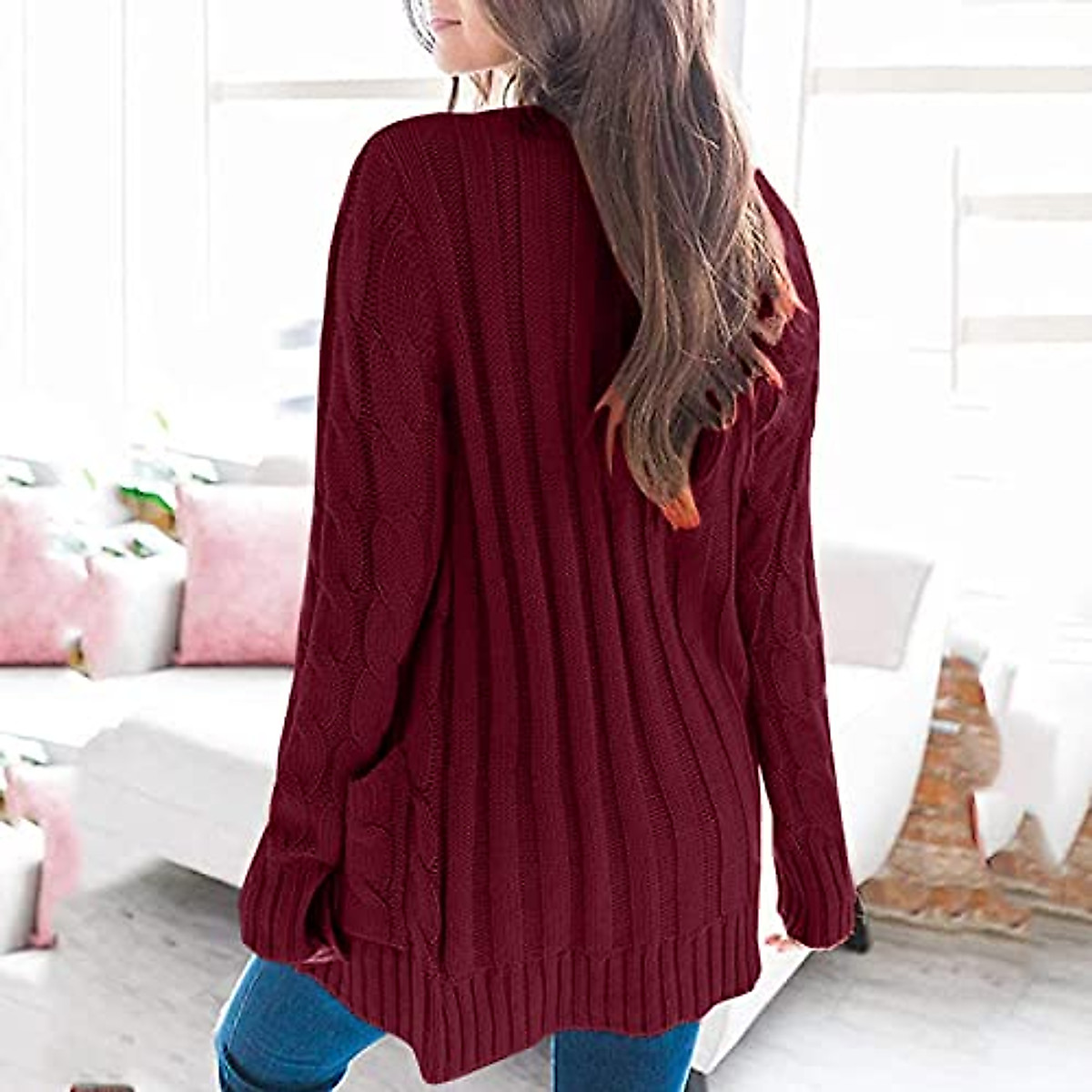 JMMSlmax Fall Sweaters Cardigans for Women Trendy Work Open Front Cardigan Fashion Button Down Cable Knit Chunky Outwear Coat
