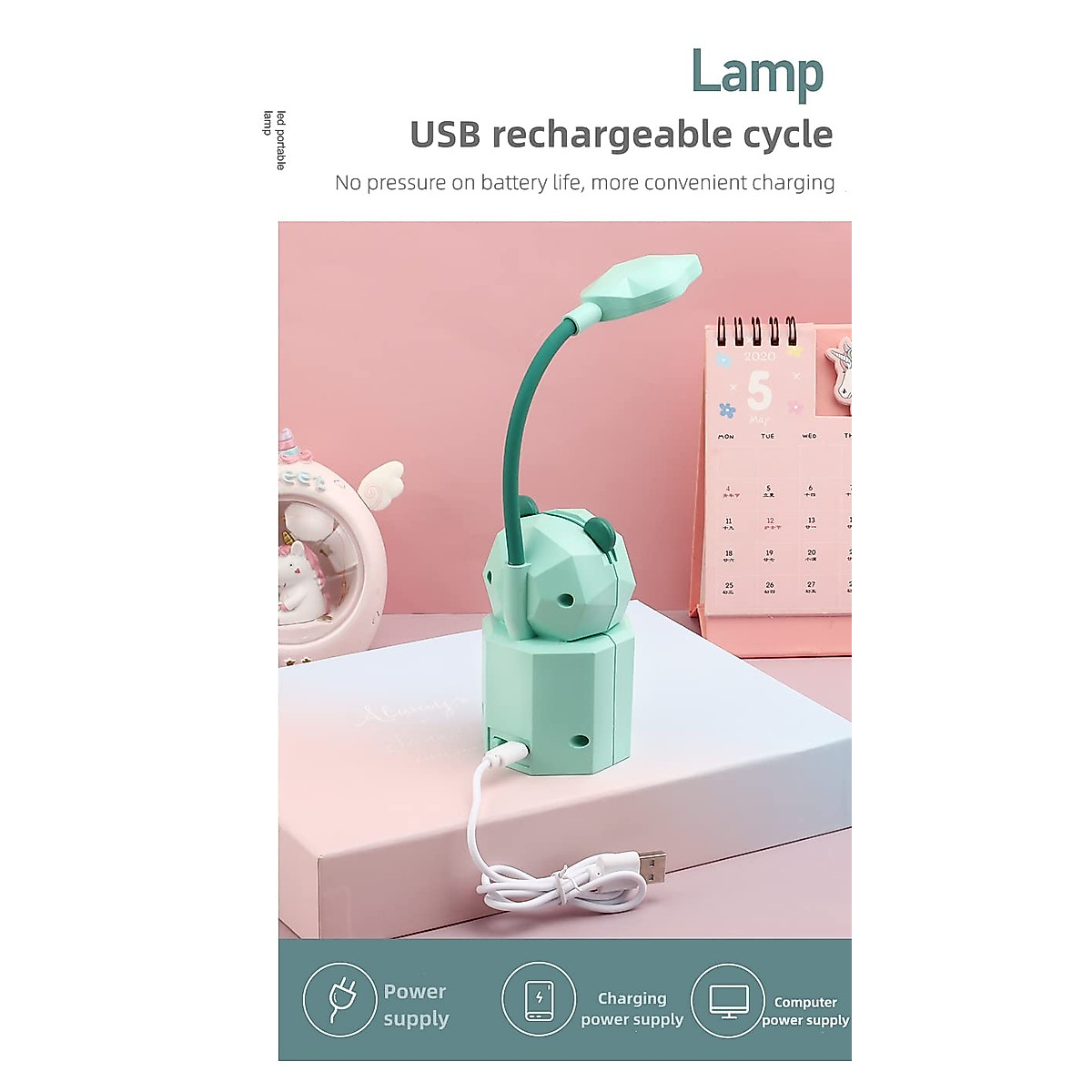 Rxymuz Led Reading Night Light, Cute Mini Kawaii Desk Lamp,Foldable Cute Desk Lamp,Cute Lamps for Home Office for Bedrooms Aesthetic,Office Desk Lamp Led Nights for Kids for Office 3 Colors