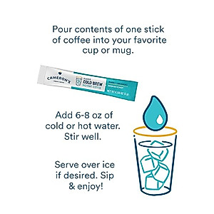 Cameron's Coffee Classic Cold Brew Instant Single Serve Sticks, Medium Roast, 128 Count (Pack of 8)