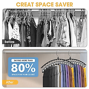 Upgrade Skirt Pants Hangers with Clips, Legging Organizer for Closet Hanging with 15 Cilps Holds 30 Leggings/Shorts/Jeans/Skirts Pants Hangers Space Saving Closet Organizers and Storage, Black 2Pack